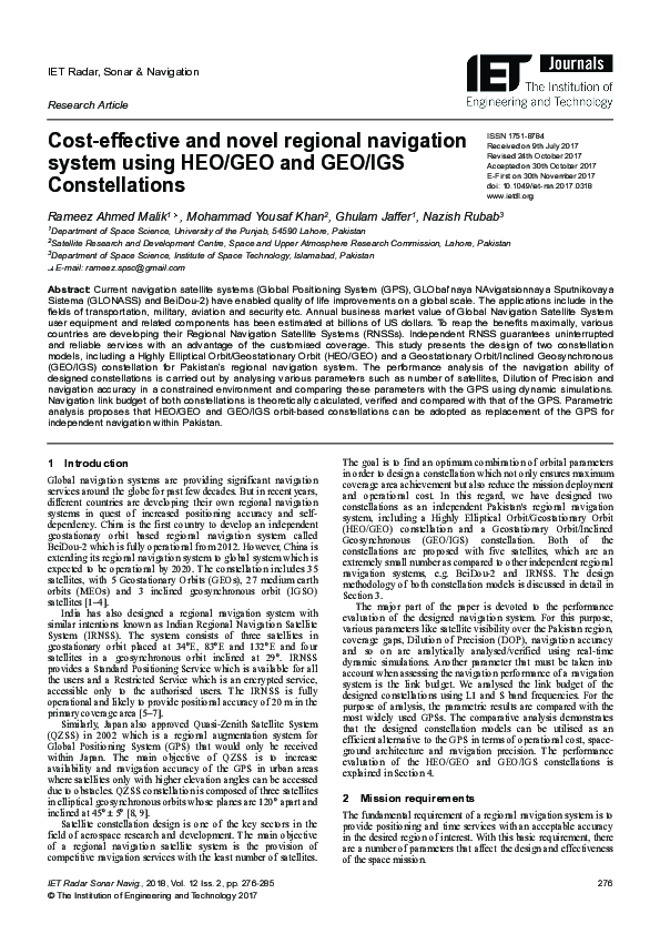 (PDF) Cost-effective and novel regional navigation system using HEO/GEO ...