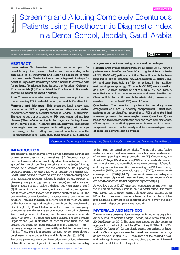 (PDF) Screening and Allotting Completely Edentulous Patients using ...