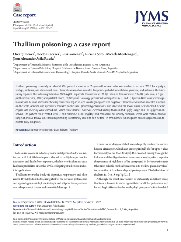 (PDF) Thallium poisoning: a case report