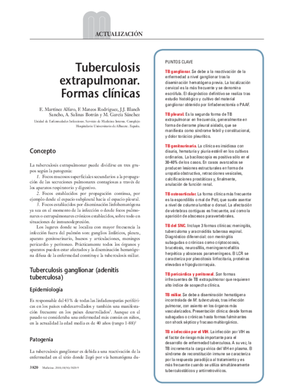 (PDF) Tuberculosis extrapulmonar. Formas clínicas