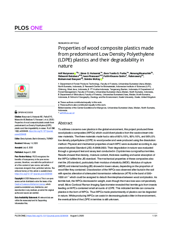 (PDF) Properties of wood composite plastics made from predominant Low ...