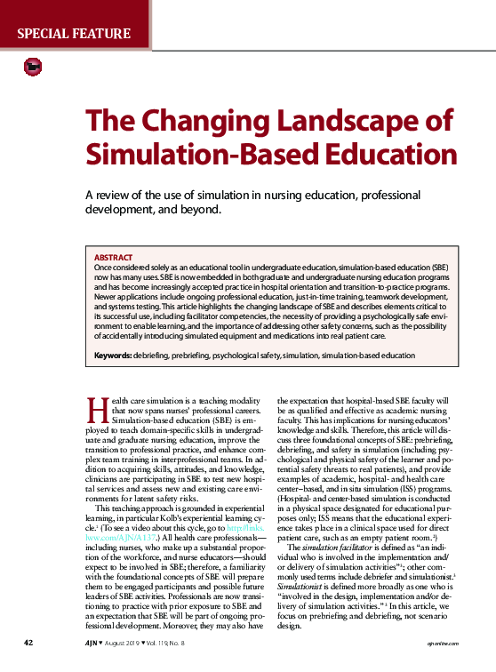(PDF) The Changing Landscape of Simulation-Based Education