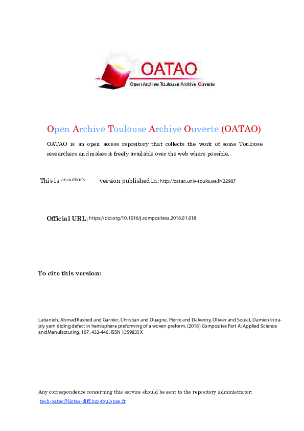 (PDF) Intra-ply yarn sliding defect in hemisphere preforming of a woven ...