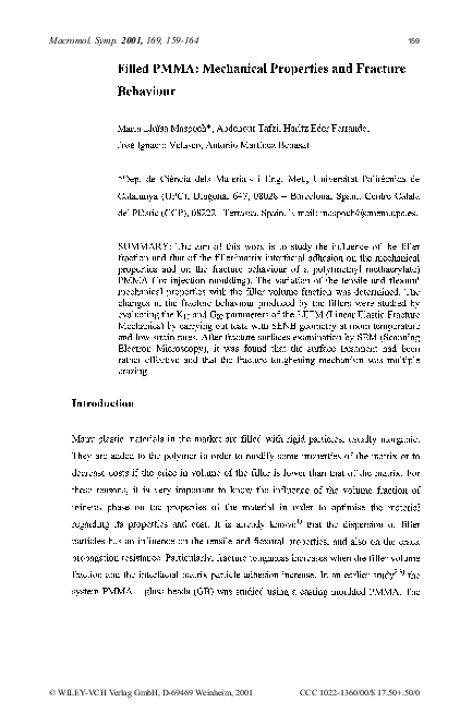 (PDF) Filled PMMA: mechanical properties and fracture behaviour