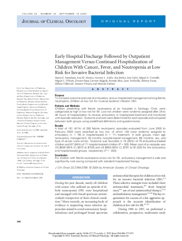 (PDF) Early Hospital Discharge Followed by Outpatient Management Versus ...
