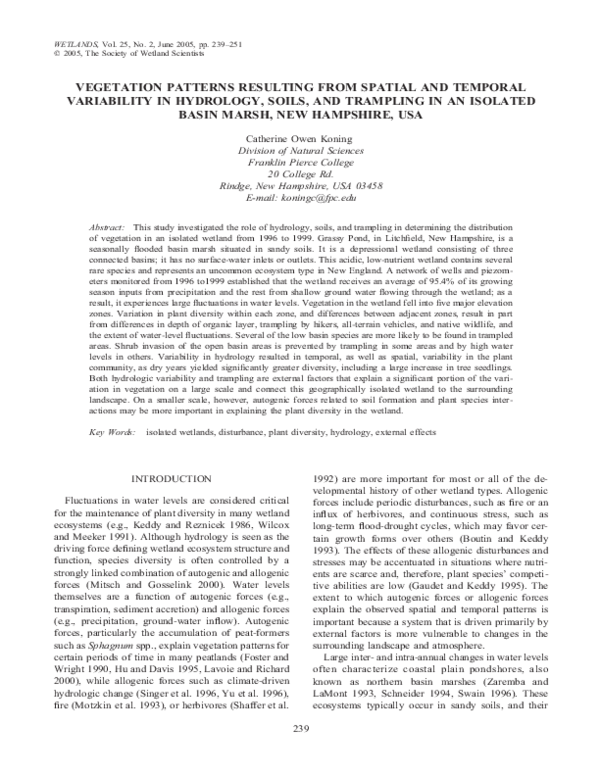 Pdf Vegetation Patterns Resulting From Spatial And Temporal