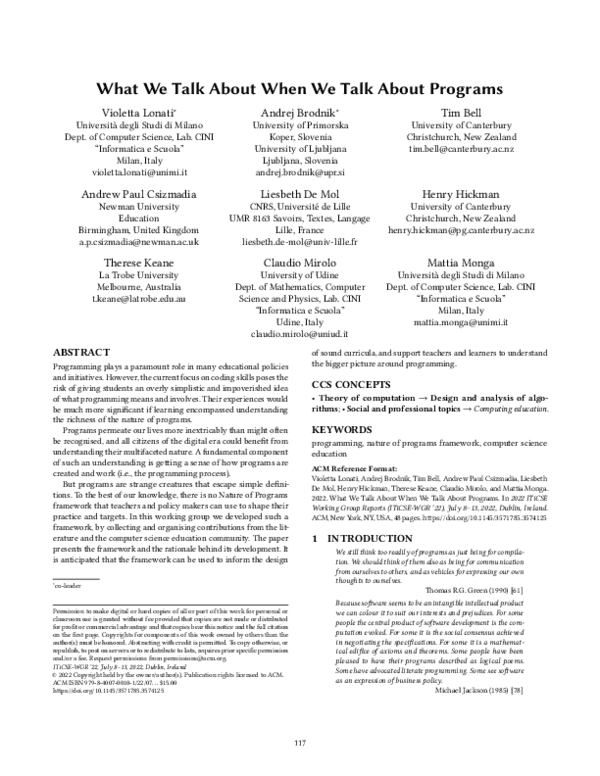 (PDF) What We Talk About When We Talk About Programs