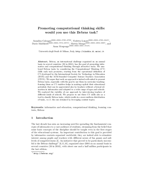 (PDF) Promoting Computational Thinking Skills: Would You Use this ...