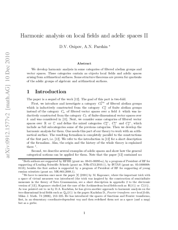 (PDF) Harmonic analysis on local fields and adelic spaces. II
