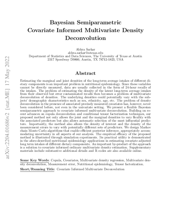 Pdf Bayesian Semiparametric Covariate Informed Multivariate Density Deconvolution Abhra
