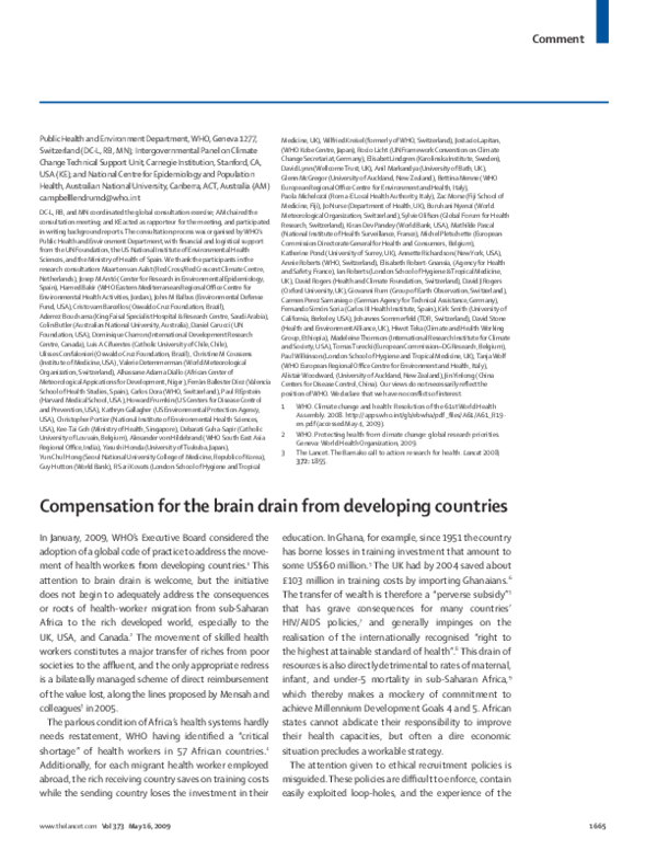 (PDF) Compensation for the brain drain from developing countries