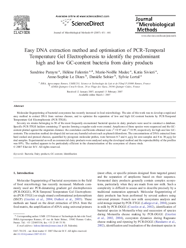 Pdf Easy Dna Extraction Method And Optimisation Of Pcr Temporal