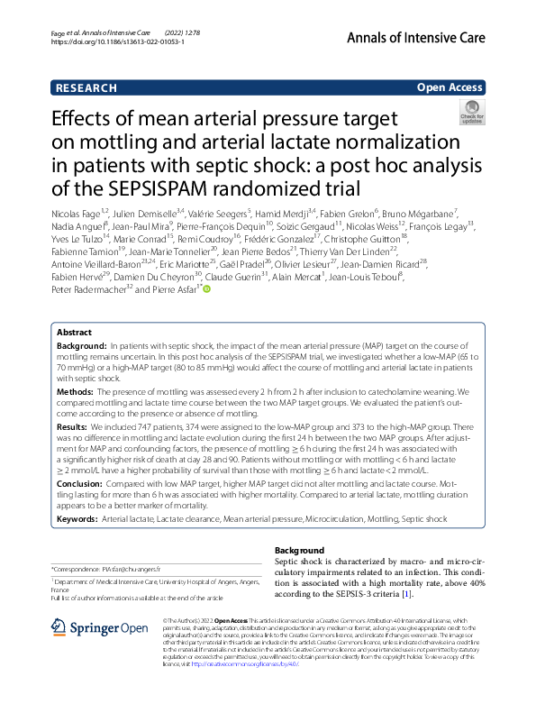 (PDF) Effects of mean arterial pressure target on mottling and arterial ...