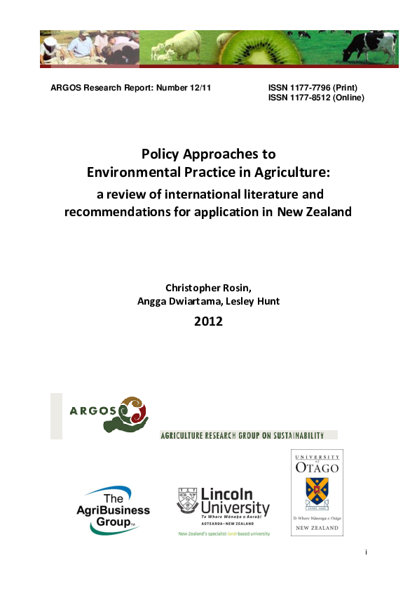 (PDF) Policy Approaches to Environmental Practice in Agriculture: a ...