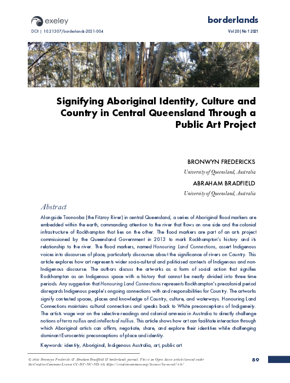 (PDF) Signifying Aboriginal Identity, Culture and Country in Central ...