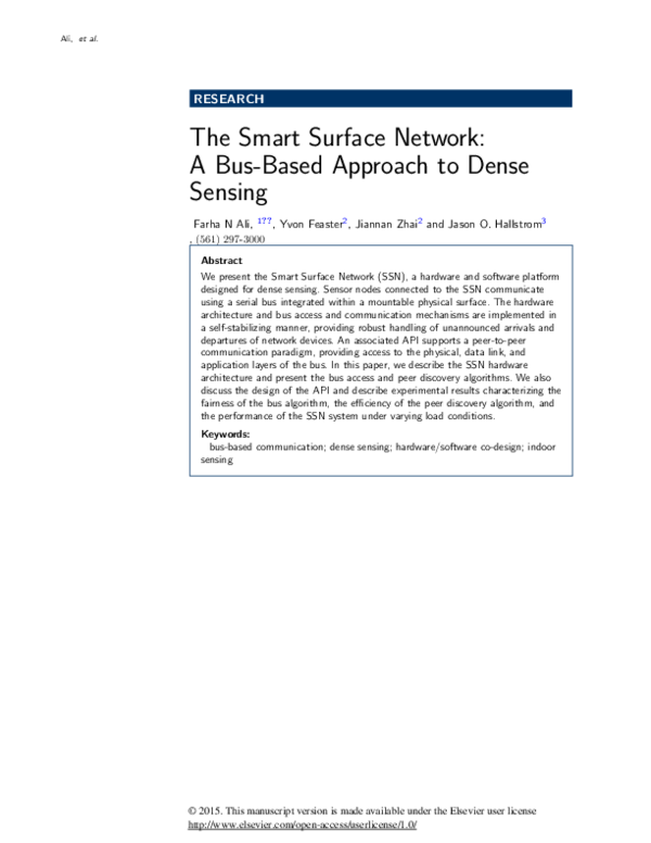(PDF) The smart surface network: A bus-based approach to dense sensing