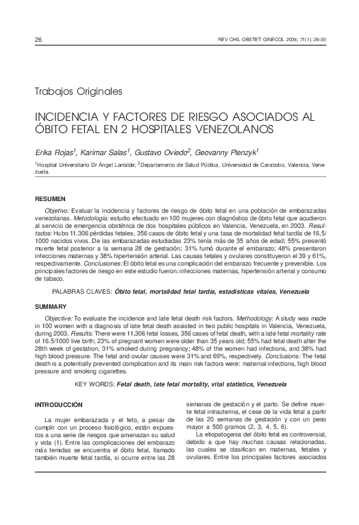 (PDF) Incidencia y Factores De Riesgo Asociados Al Óbito Fetal en 2 ... (PDF) Incidencia y Factores De Riesgo Asociados Al Óbito Fetal en 2 ...