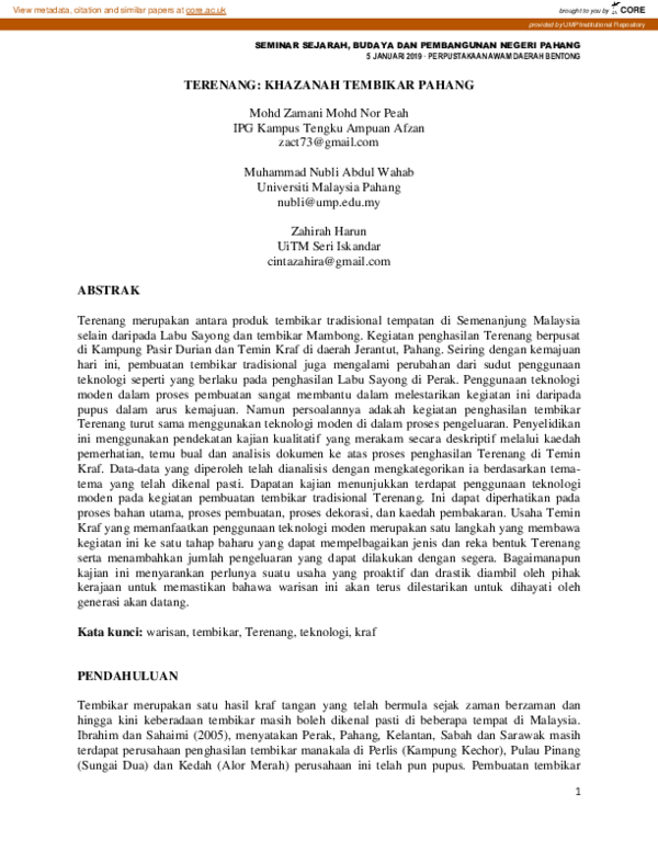 (PDF) Terenang: Khazanah Tembikar Pahang