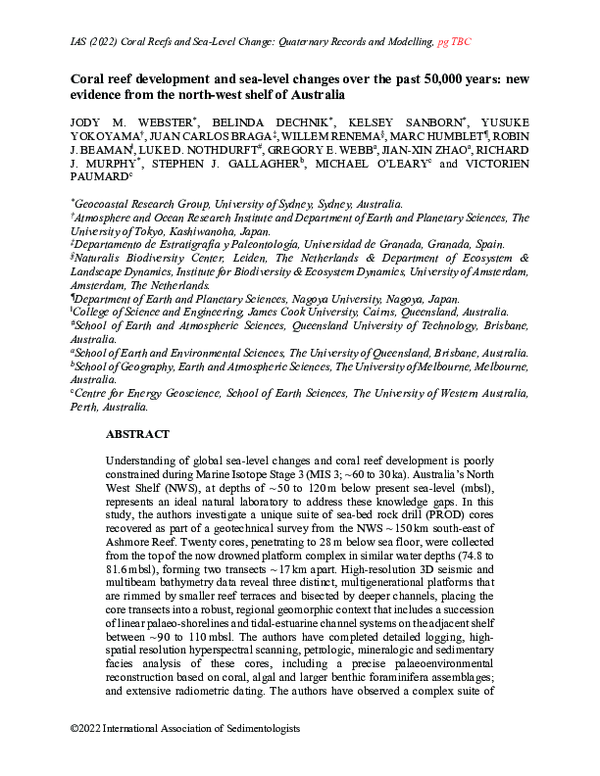 (PDF) Coral reef development and sea-level changes over the past 50,000 ...
