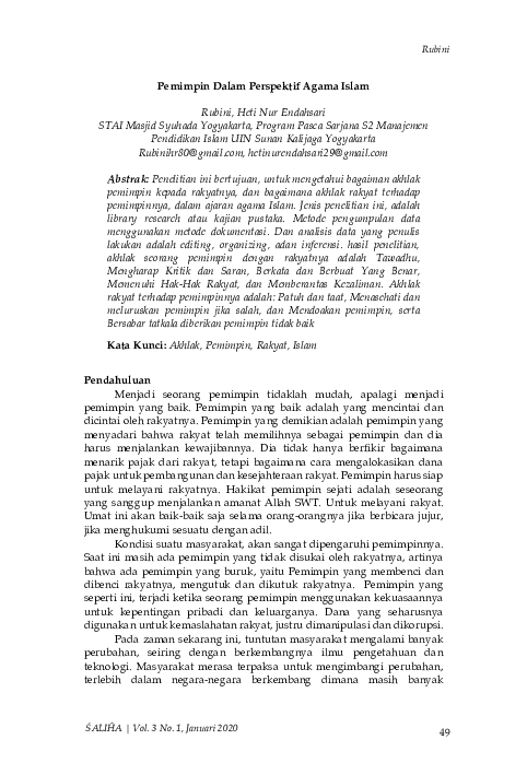 (PDF) Pemimpin Dalam Perspektif Agama Islam