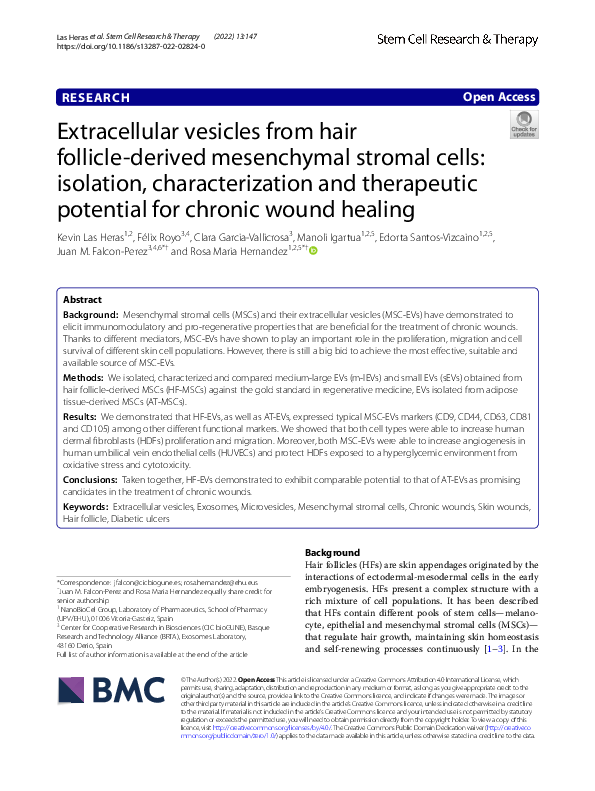 (PDF) Extracellular vesicles from hair follicle-derived mesenchymal stromal cells: isolation ...