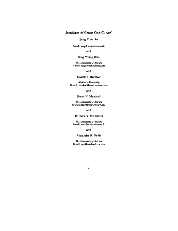 (PDF) Jacobians of Genus One Curves