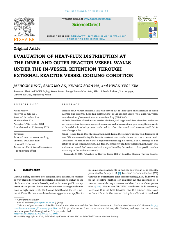 (PDF) Evaluation of heat-flux distribution at the inner and outer reactor vessel walls under the ...