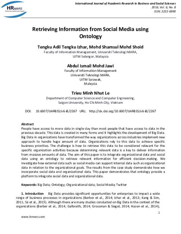 (PDF) Retrieving Information from Social Media using Ontology