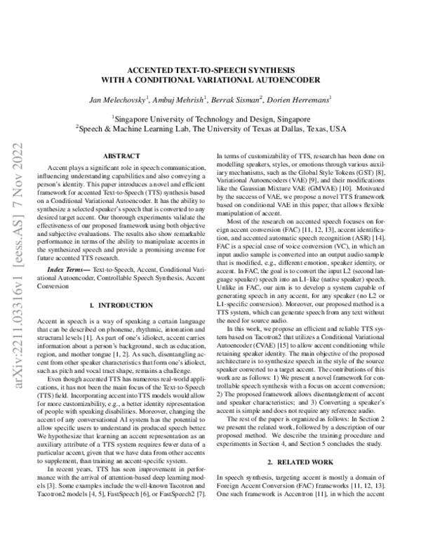 (PDF) Accented Text-to-Speech Synthesis with a Conditional Variational ...