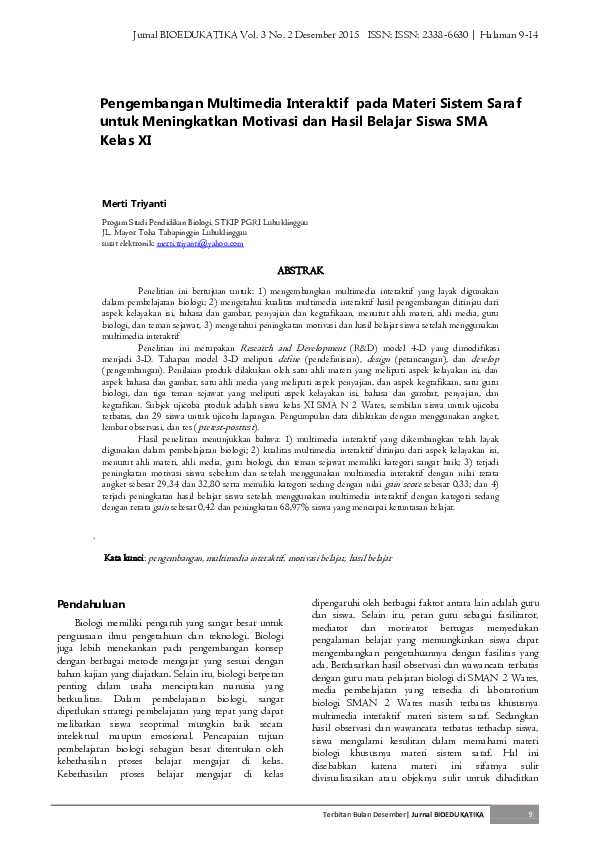 (PDF) Pengembangan Multimedia Interaktif pada Materi Sistem Saraf untuk Meningkatkan Motivasi ...