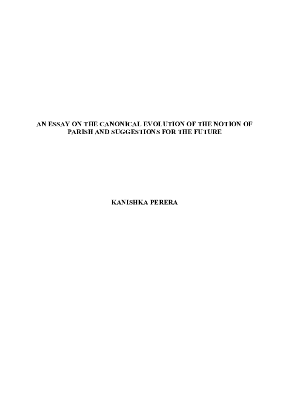 (PDF) The Parish: An Essay on the Canonical evolution between the 1917 ...