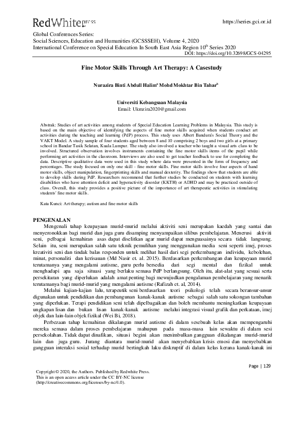 (PDF) Fine Motor Skills Through Art Therapy: A Case Study