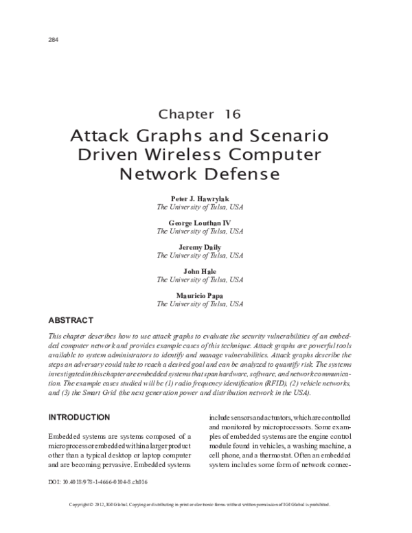 (PDF) Attack Graphs and Scenario Driven Wireless Computer Network Defense | Jeremy Daily ...