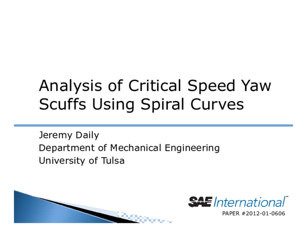 Pdf Analysis Of Critical Speed Yaw Scuffs Using Spiral Curves