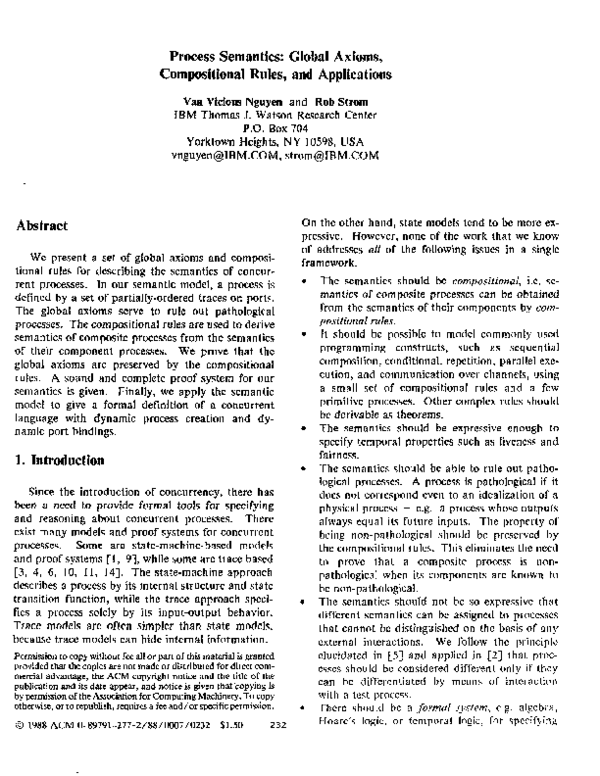 Pdf Process Semantics Universal Axioms Compositional Rules And