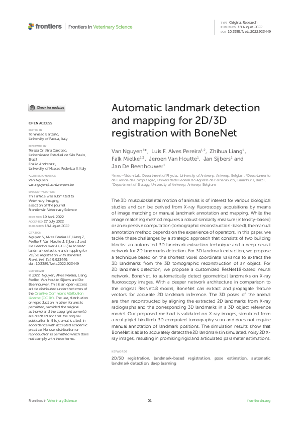 (PDF) Automatic landmark detection and mapping for 2D/3D registration with BoneNet