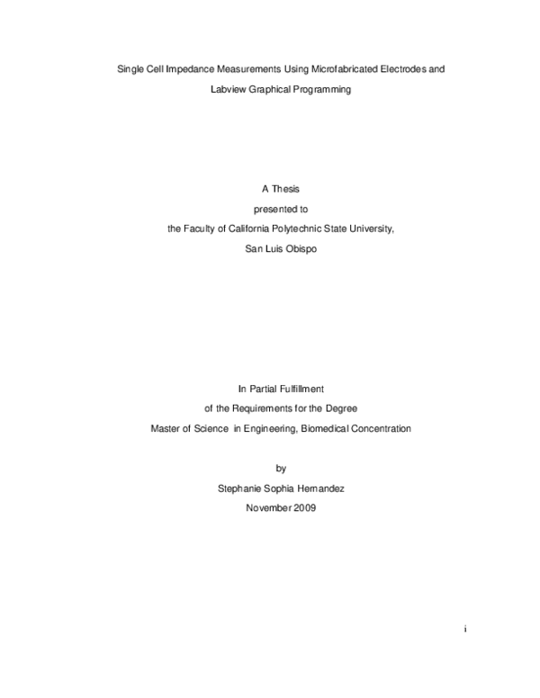 (PDF) Single Cell Impedance Measurements using Microfabricated ...