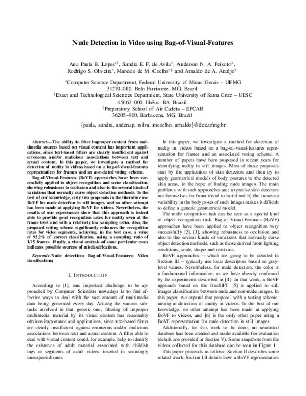 (PDF) Nude Detection in Video Using Bag-of-Visual-Features