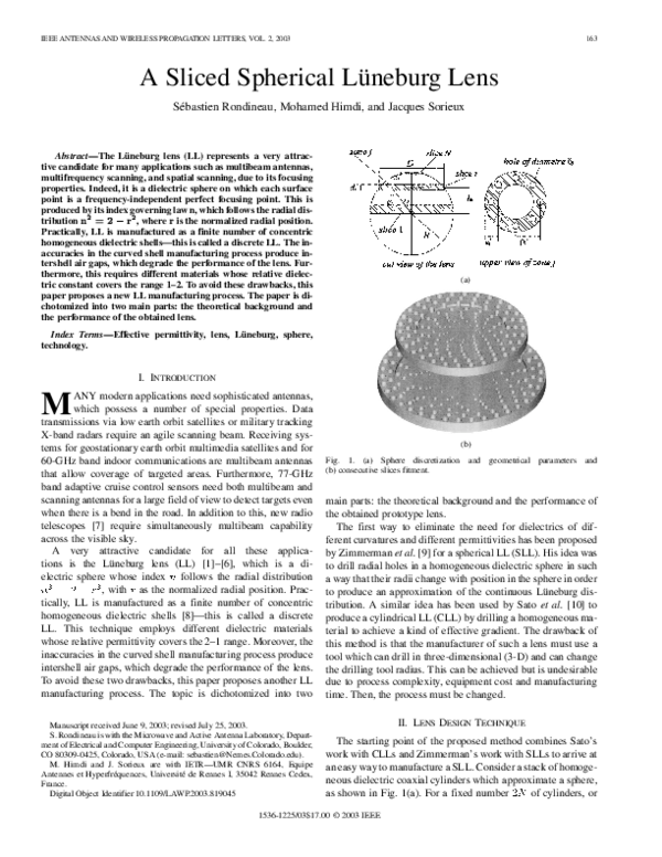 (PDF) A sliced spherical Luneburg lens