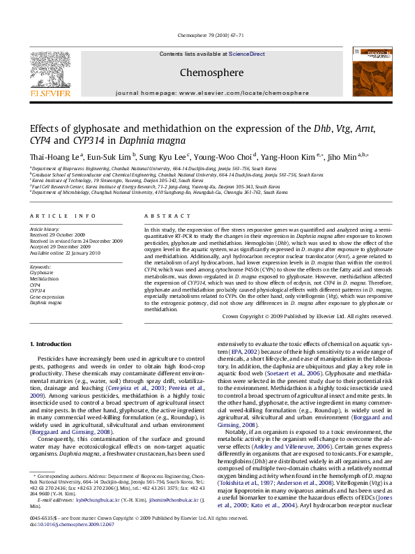 (PDF) Effects of glyphosate and methidathion on the expression of the ...