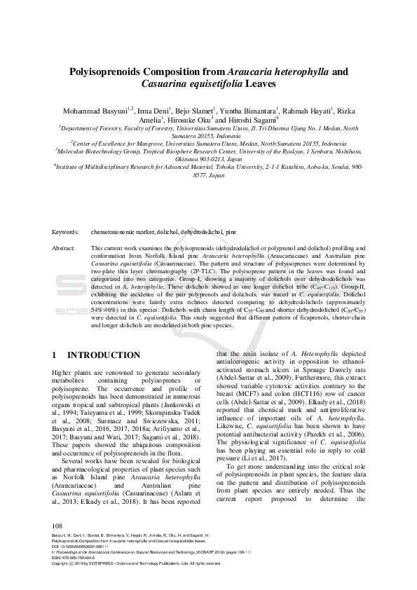 (PDF) Polyisoprenoids Composition from Araucaria heterophylla and ...