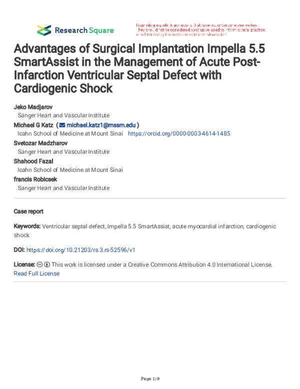 (PDF) Advantages of Surgical Implantation Impella 5.5 SmartAssist in ...