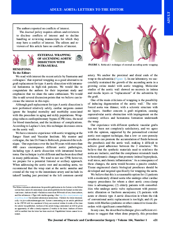 (PDF) External wrapping of ascending aortic dissection with intramural ...