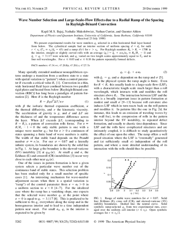 Pdf Wave Number Selection And Large Scale Flow Effects Due To A Radial Ramp Of The Spacing In