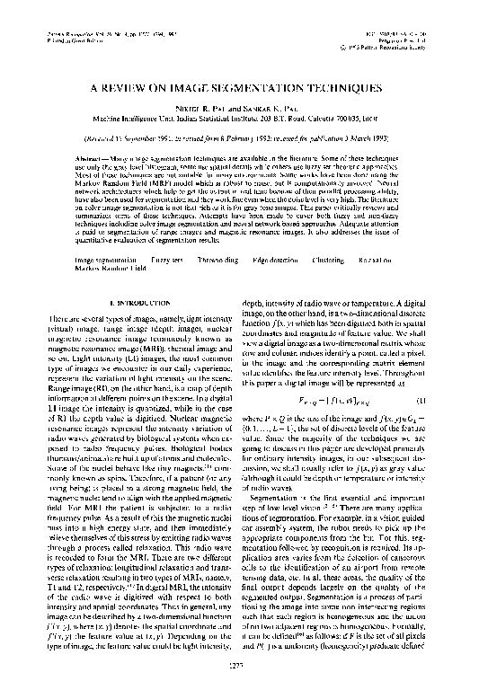 (PDF) A review on image segmentation techniques