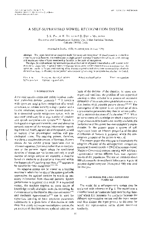 (PDF) A self-supervised vowel recognition system