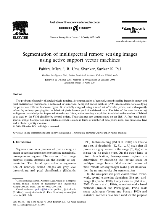 (PDF) Active Learning for Segmentation of Multispectral Images