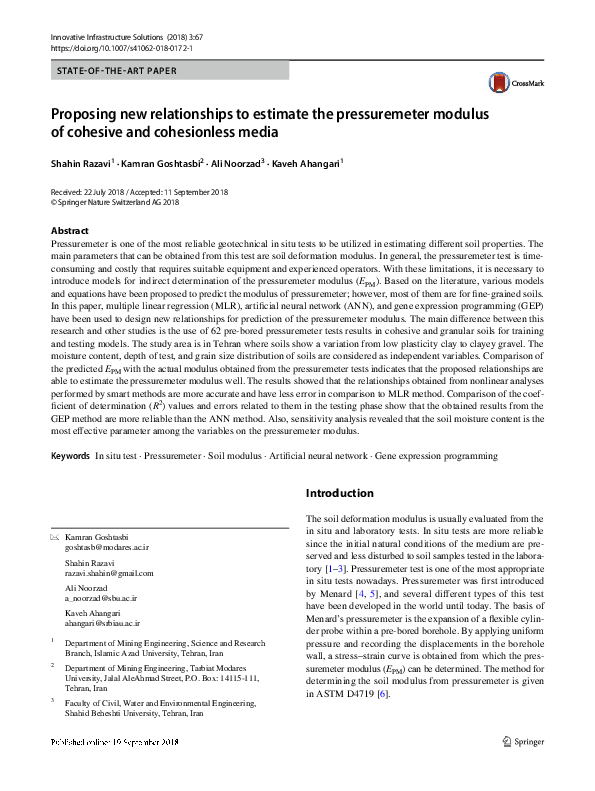 (PDF) Proposing new relationships to estimate the pressuremeter modulus ...