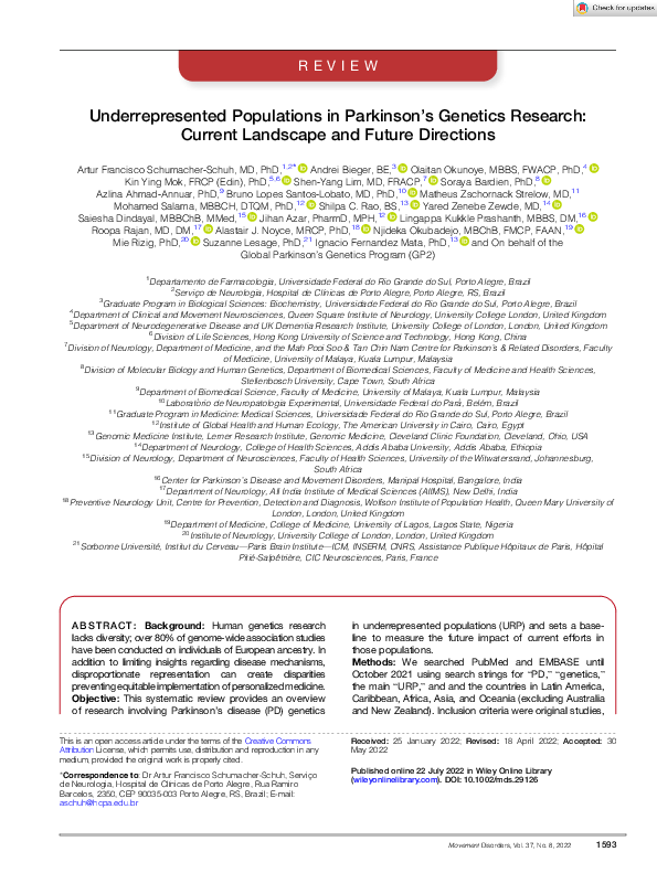 (PDF) Underrepresented Populations in Parkinson's Genetics Research ...