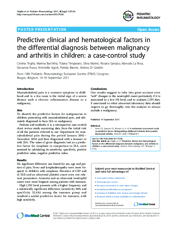 (PDF) Predictive clinical and hematological factors in the differential diagnosis between ...